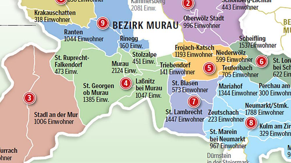 Bezirk Murau: 11 statt 34 Gemeinden im Bezirk Murau