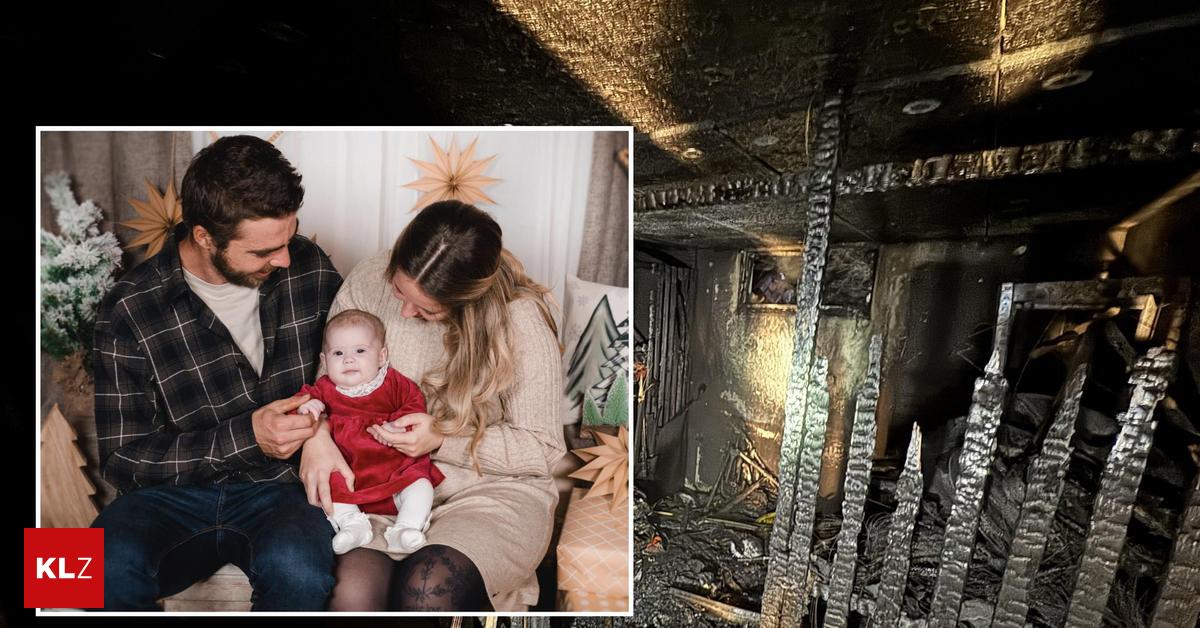 Wie eine junge Mutter mit ihrem Baby vor dem Feuer flüchtete