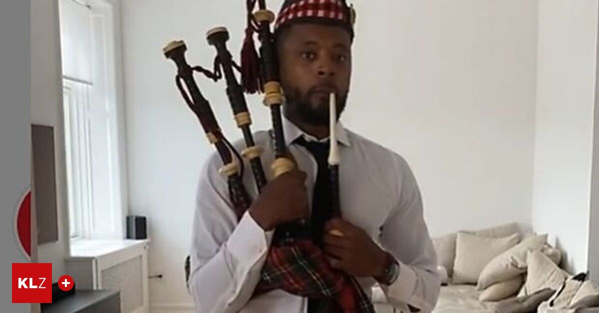 "I love this game": Patrice Evra mit Dudelsack, Schottenrock und ...